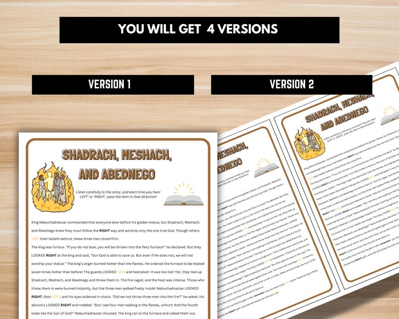 Shadrach Meshach Abednego Left Right Game, Bible Party Game, Church ...