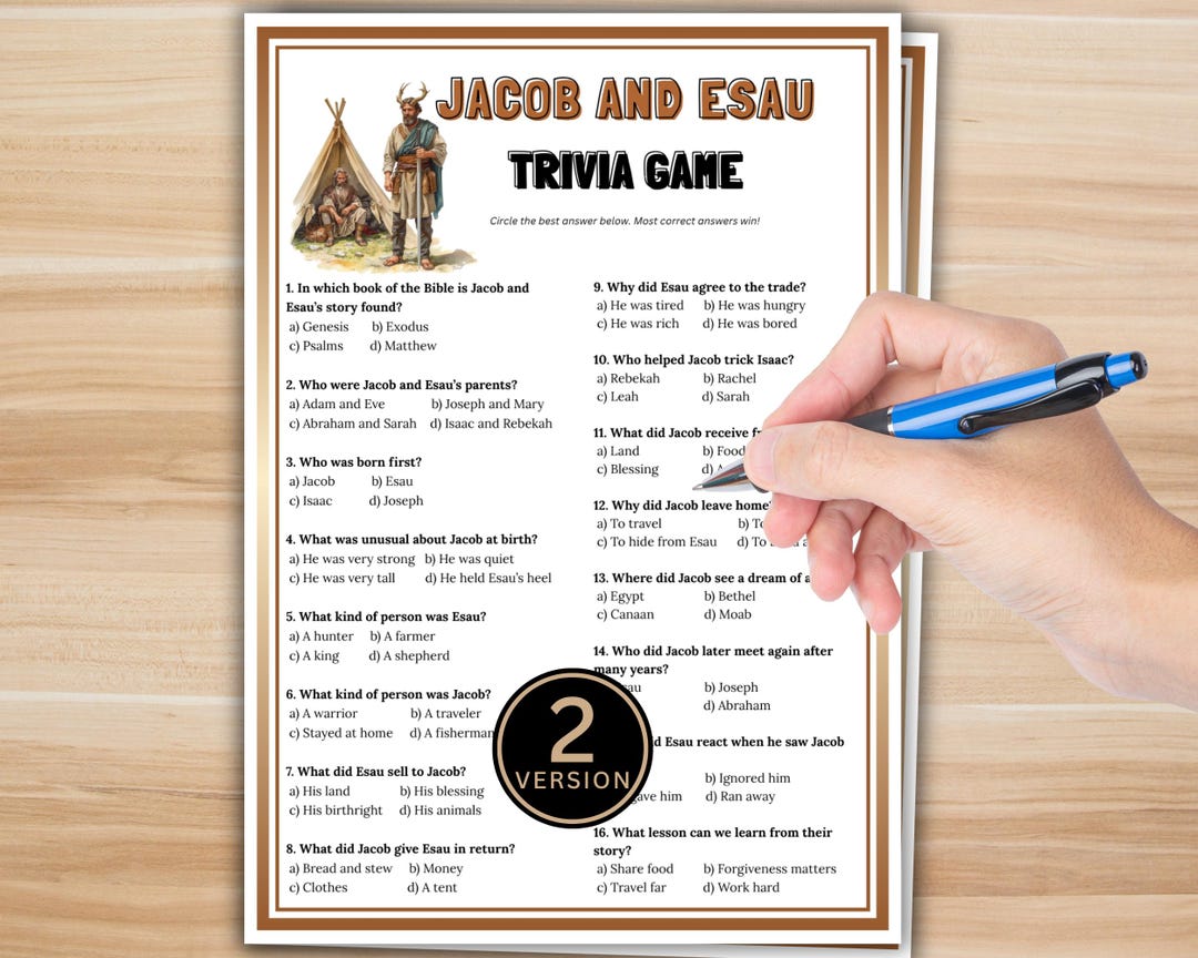 Jacob and Esau Trivia Game Printable - Bible Quiz for Kids, Sunday ...