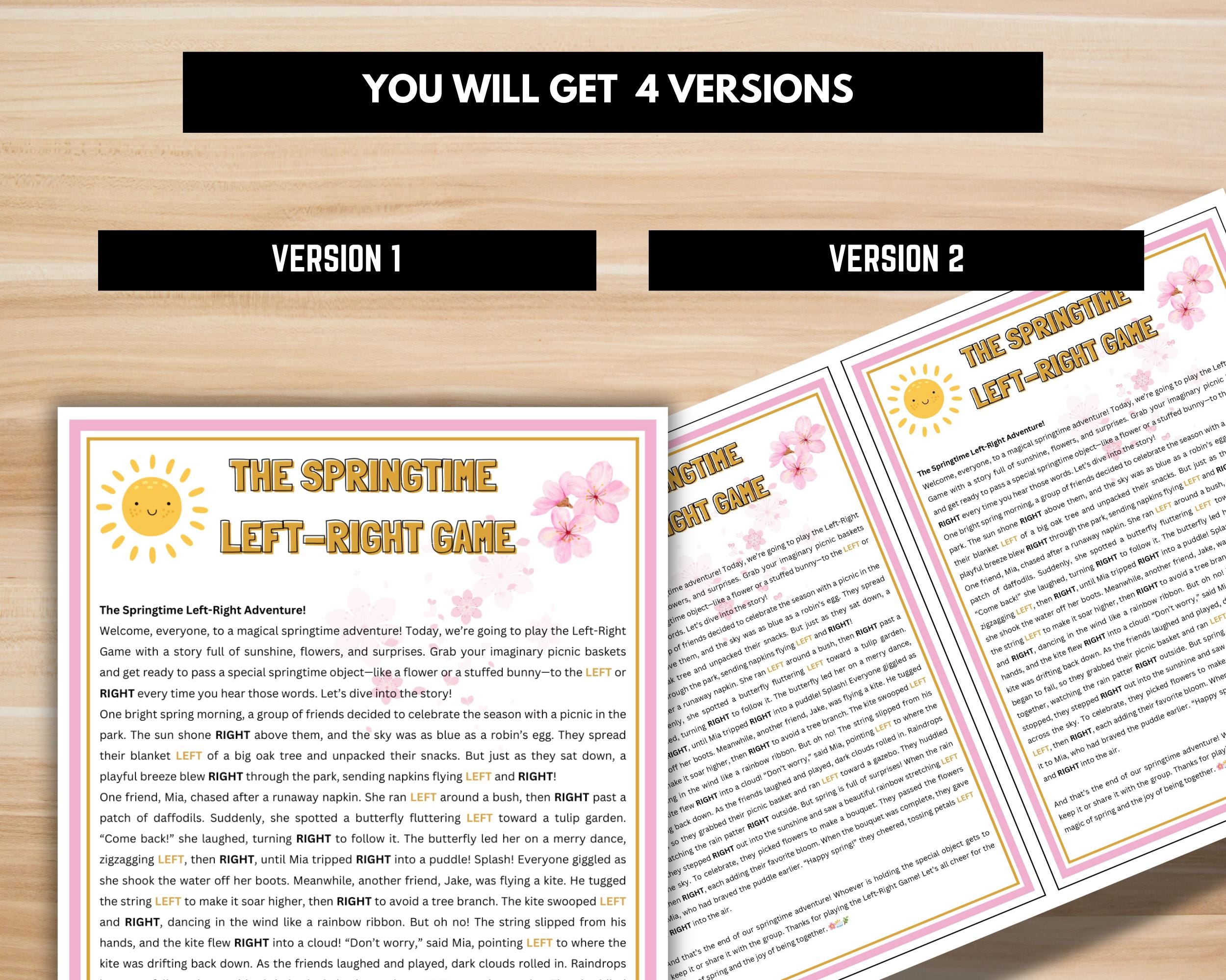 Spring Left Right Game | Fun Printable Spring Party Game | Pass the ...