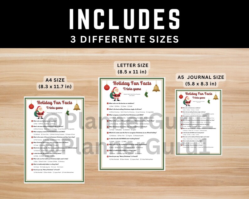 Holiday Fun Facts Trivia Game Printable, Christmas Party Quiz for ...