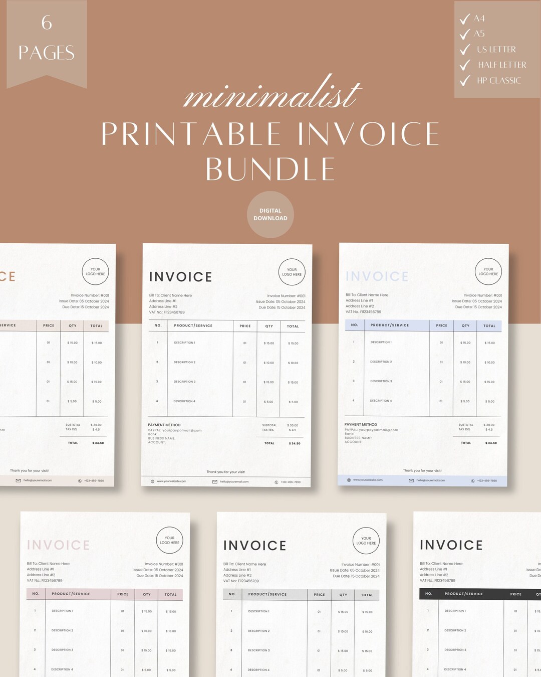 EDITABLE INVOICE TEMPLATE, Invoice Template for Small Business ...