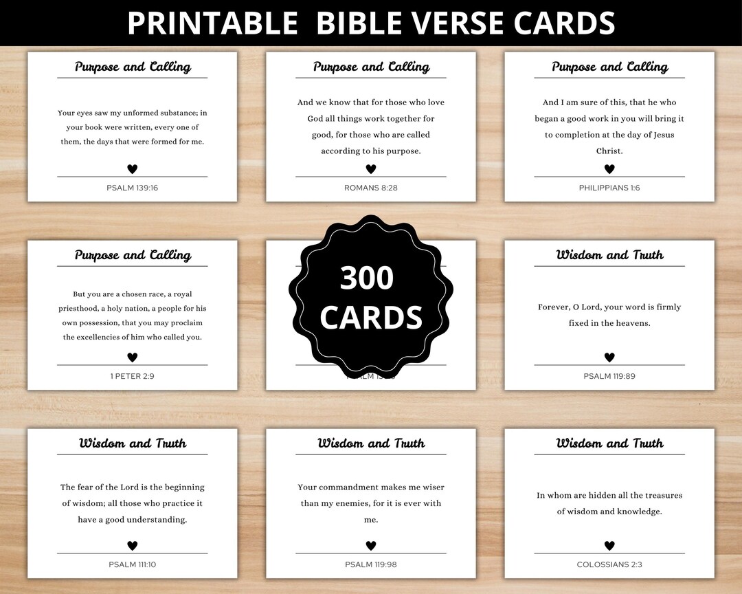 300 Printable Bible Verse Cards, Scripture Flash Cards, Prayer Cards ...