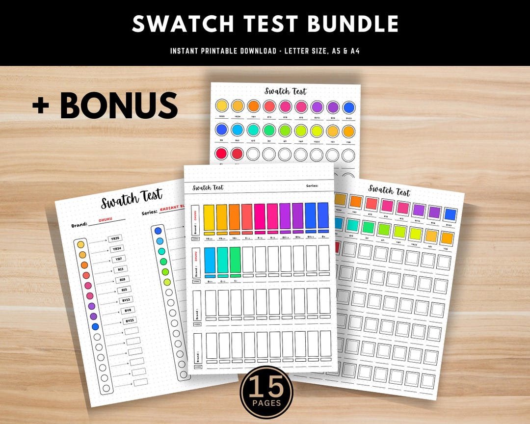Swatch Test Tracker - Printable Journal Page - Bullet Journal Planner ...