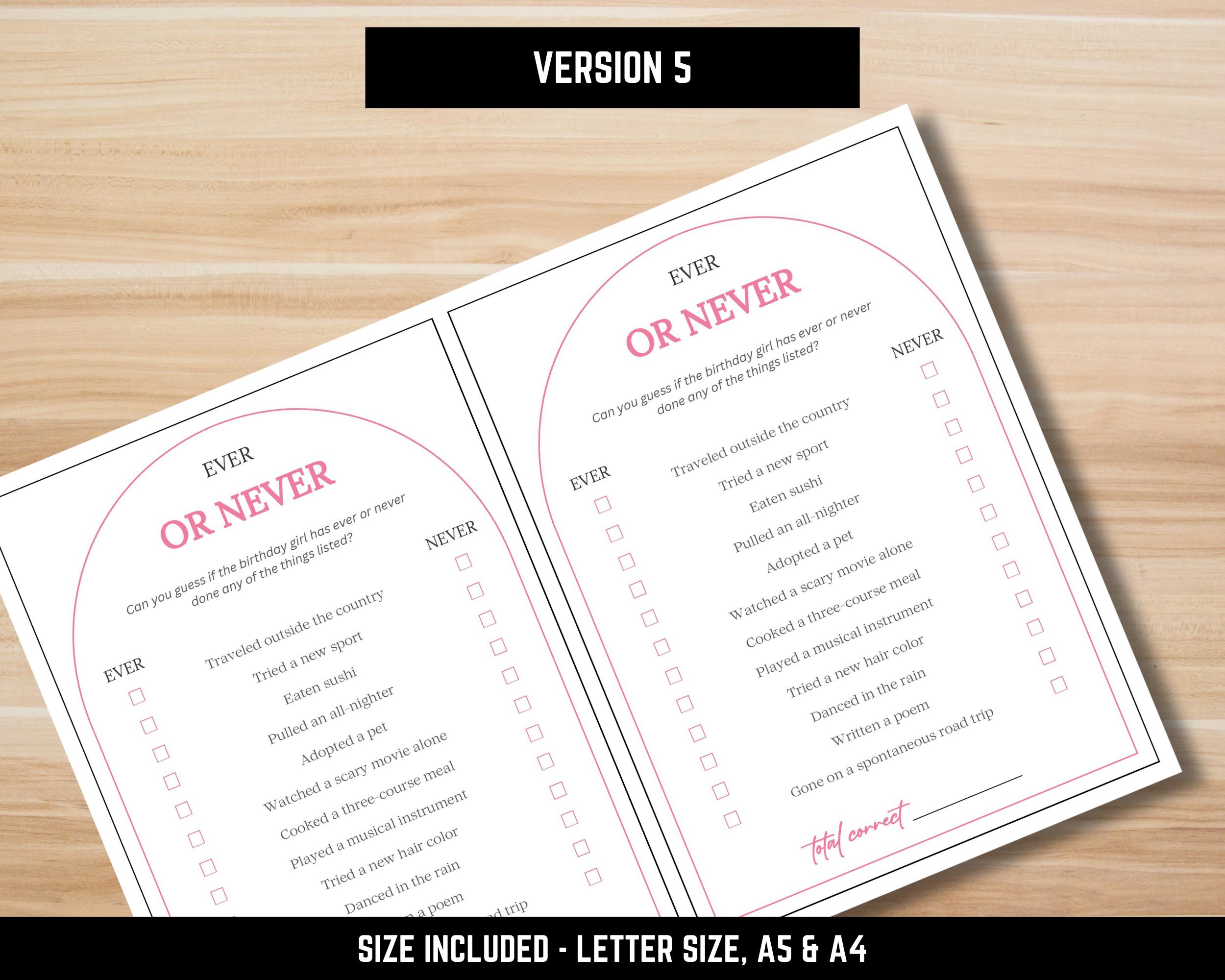 Ever or Never Birthday Party Games for Her | Fun Adult Birthday Games ...