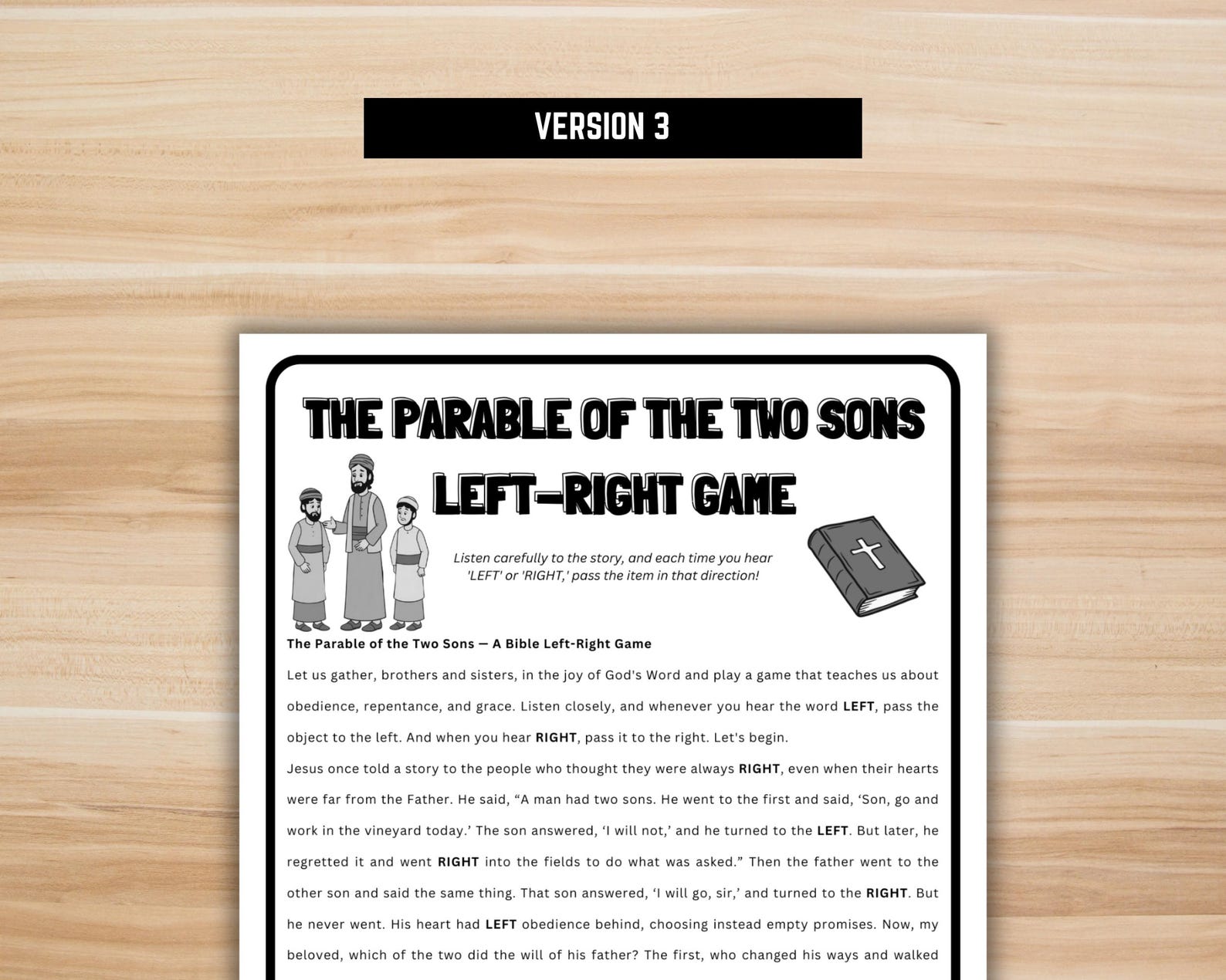The Parable of the Two Sons Left-right Game - Printable Bible Activity ...