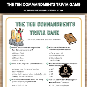 The Ten Commandments Trivia Game - Printable Christian Bible Game for ...