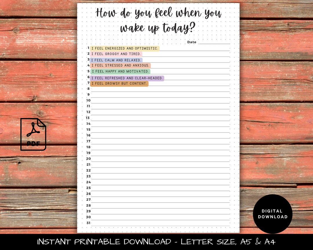 Morning Reflection Printable - How Do You Feel When You Wake up ...
