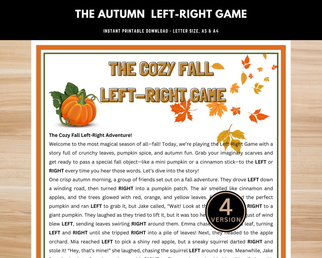 Fall Left Right Game | Autumn Gift Exchange | Thanksgiving Party Game ...