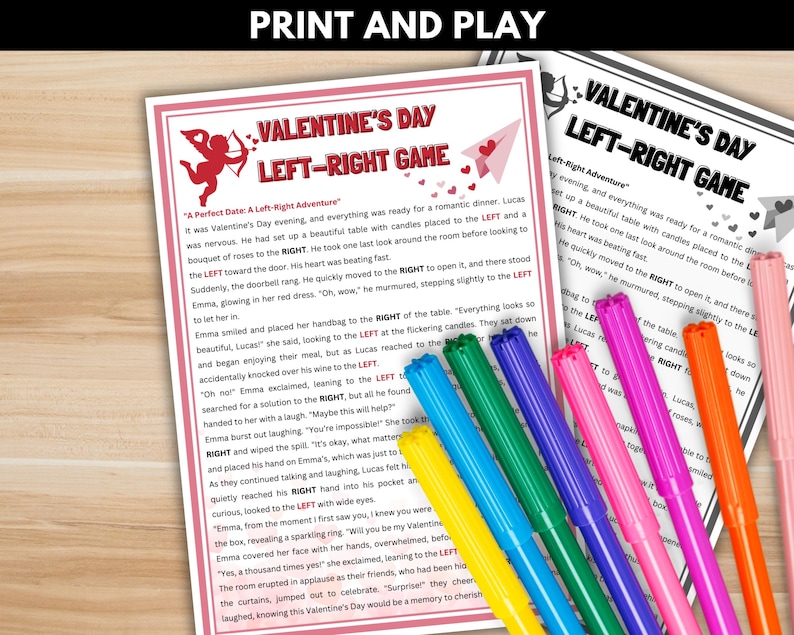 Valentine's Day Left Right Game Printable - Valentine Party Game, Gift ...