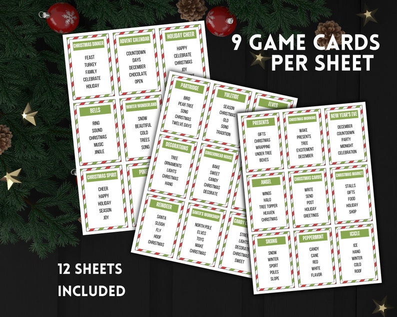Christmas Taboo Game | Printable Christmas Party Game | Forbidden Word ...