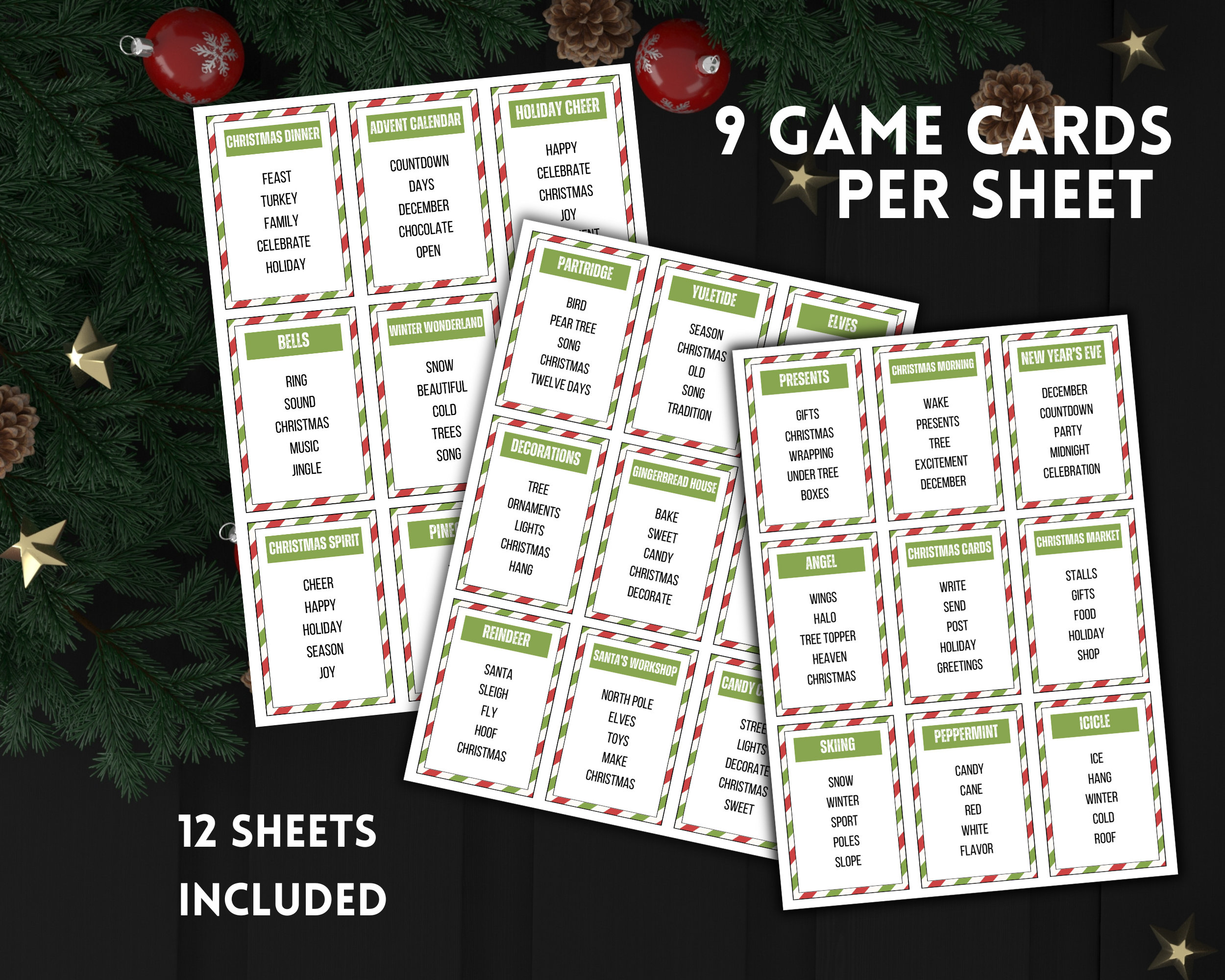 Christmas Taboo Game | Printable Christmas Party Game | Forbidden Word ...