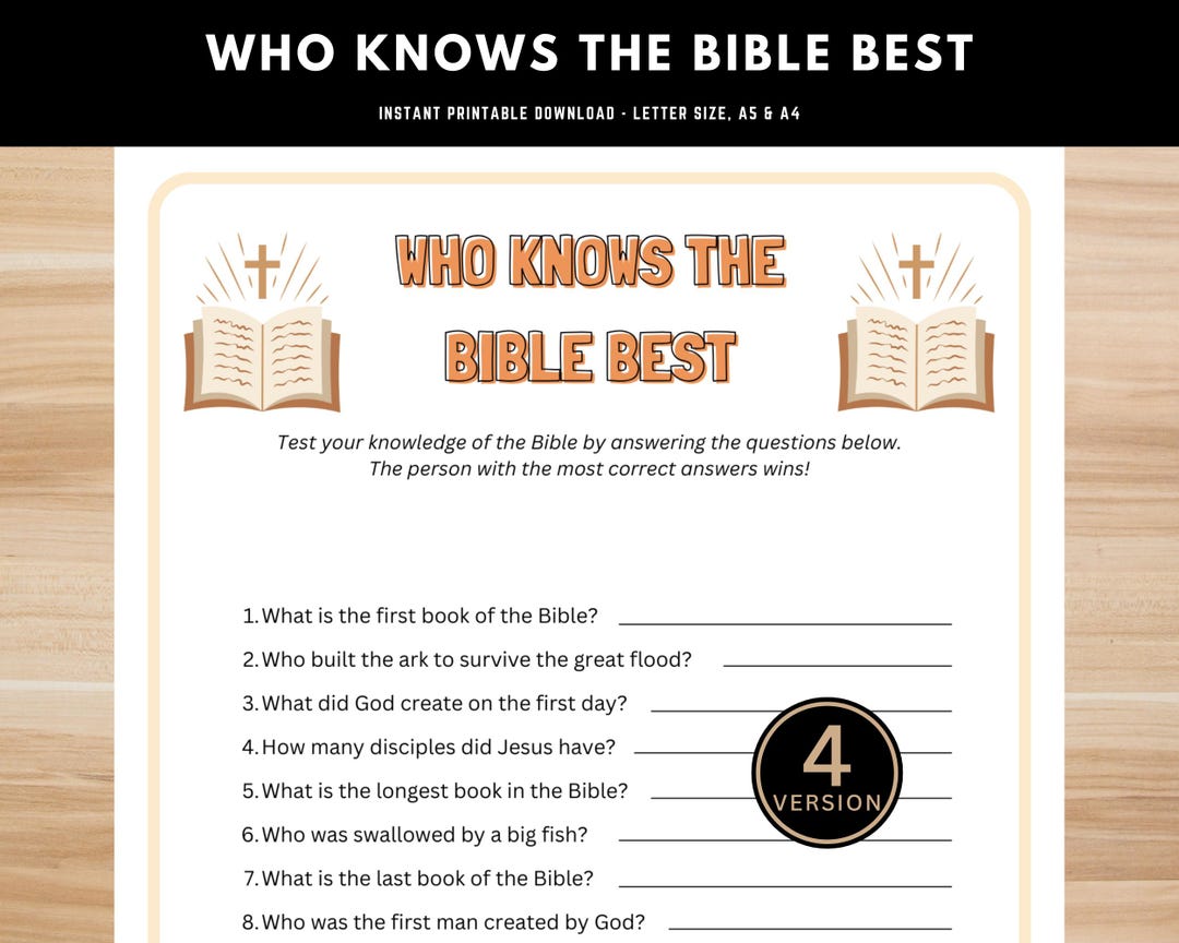 Who Knows the Bible Best - Printable Bible Game for Kids and Adults ...
