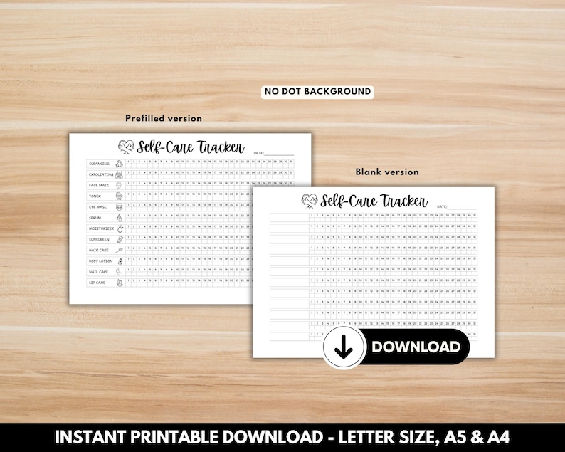 Self Care Tracker Printable - Skin Care Tracker - Monthly Planner Page ...