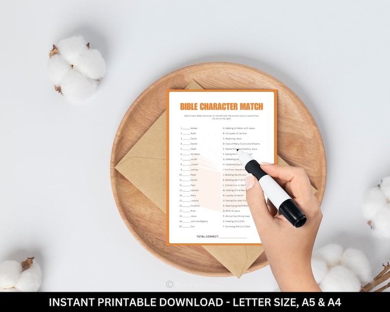 Bible Character Match Game, Printable Christian Game for Kids, Adult ...