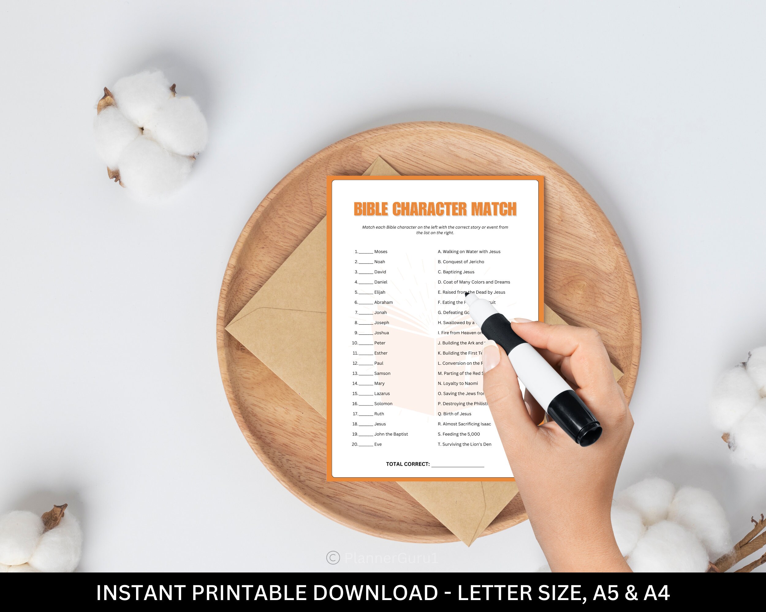 Bible Character Match Game, Printable Christian Game for Kids, Adult ...