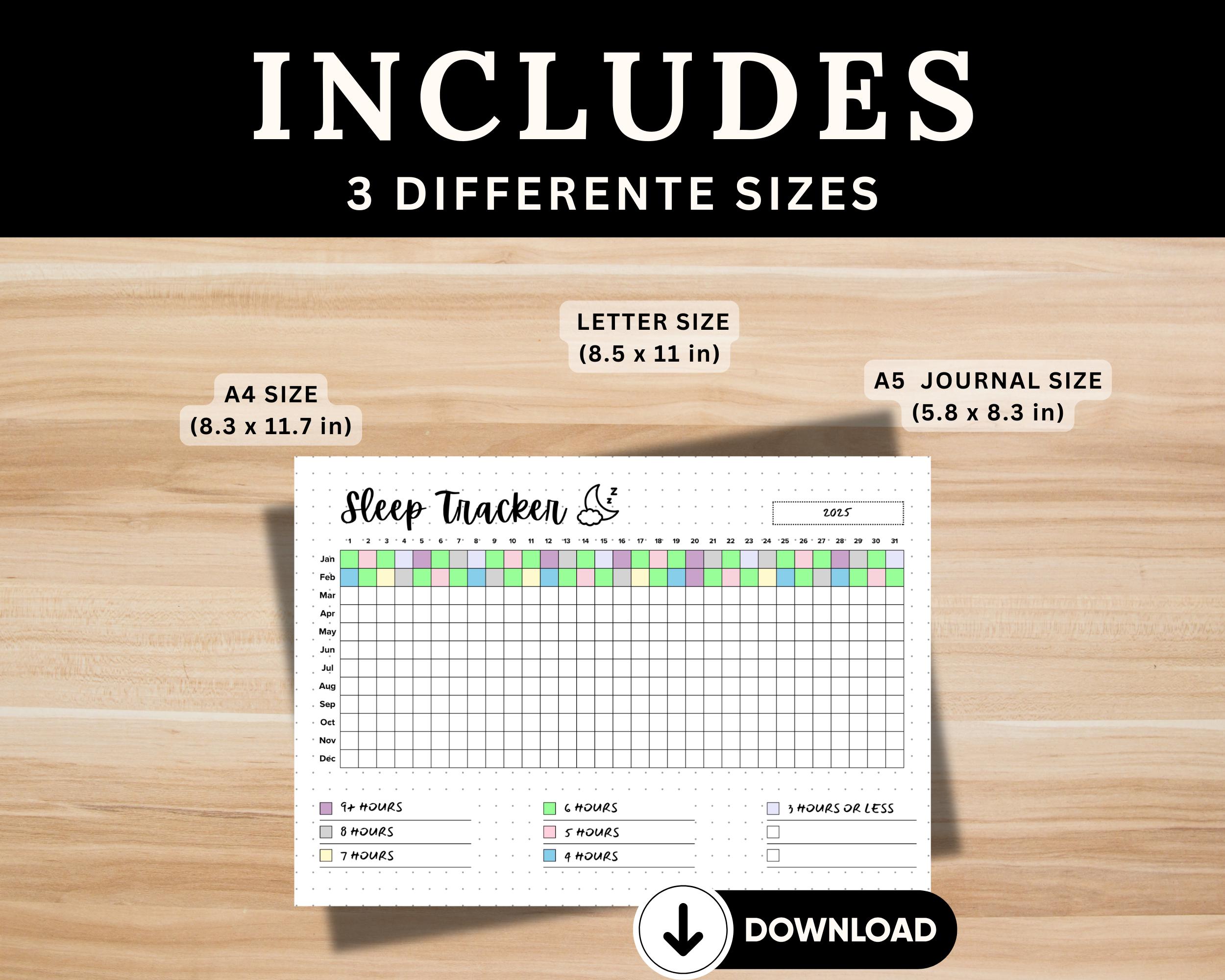 Sleep Tracker Yearly Printable - Bullet Journal Sleep Log - Track Sleep ...