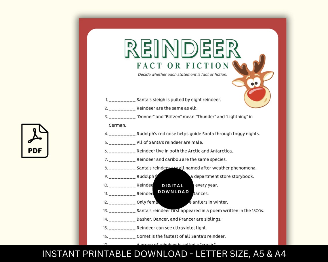 Reindeer Games Trivia | Fact or Fiction | Christmas True or False ...