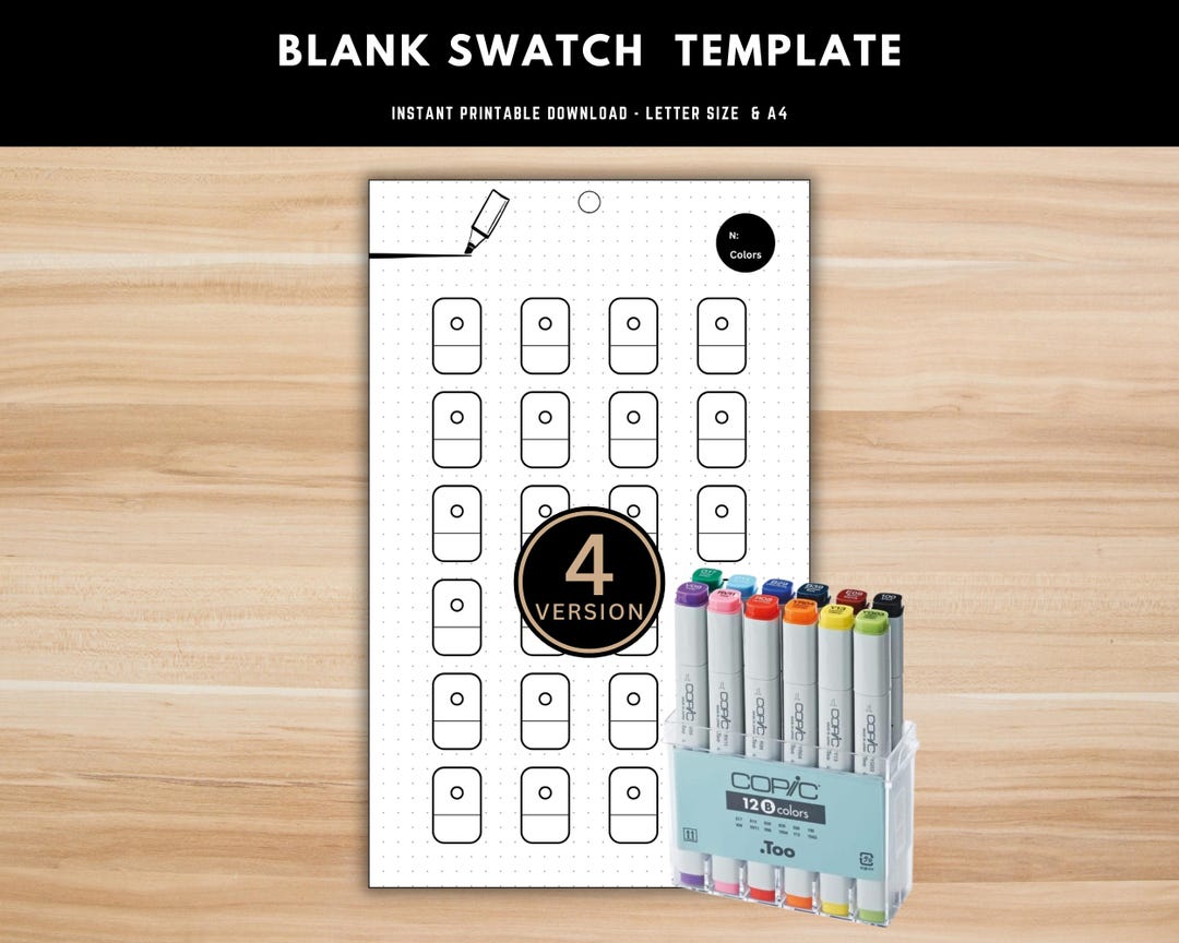 Blank Swatch Test, Printable Color Chart for Markers, Journal Page ...