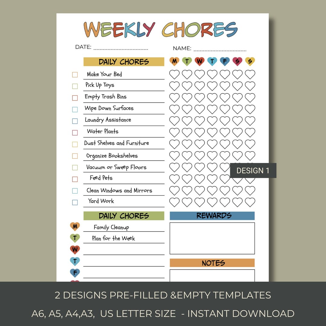 Editable Kids Chore Chart, Daily Routine Schedule, Printable ...