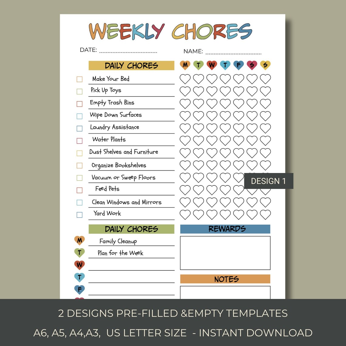 Editable Kids Chore Chart, Daily Routine Schedule, Printable ...