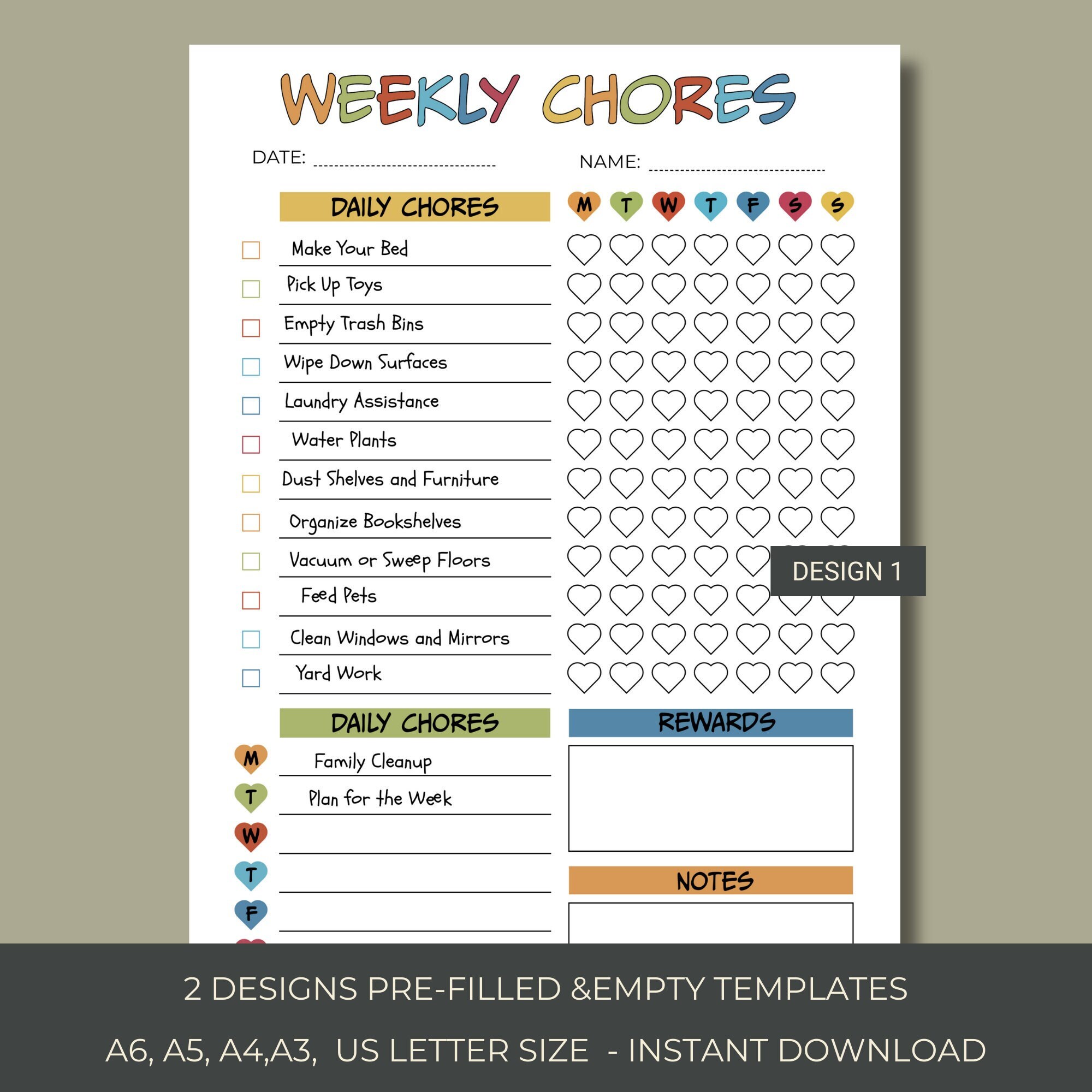 Editable Kids Chore Chart, Daily Routine Schedule, Printable ...