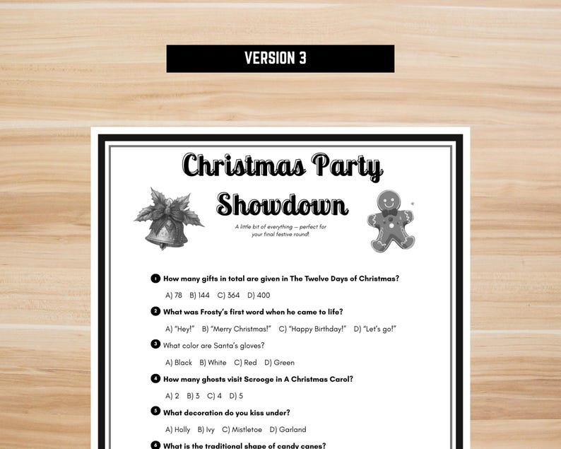 Christmas Party Showdown Trivia Game Printable – Fun Holiday Quiz for ...