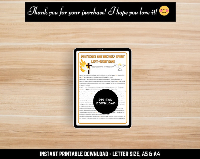 Pentecost and the Holy Spirit Left-right Game - Printable Bible Study ...