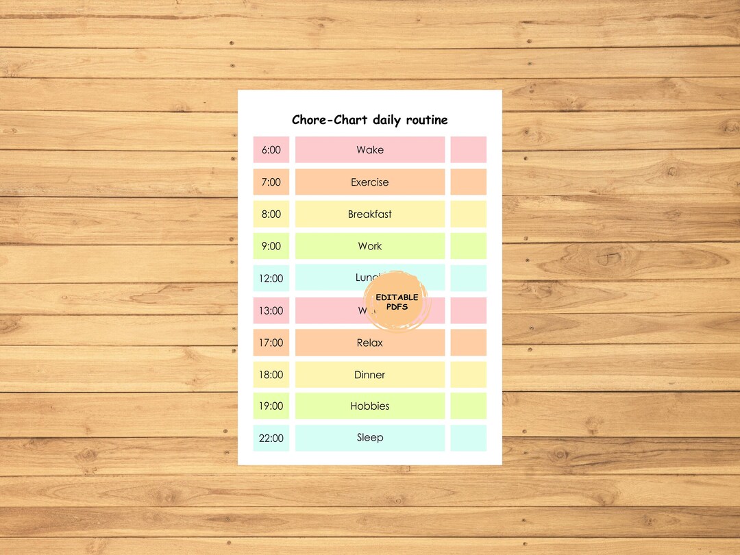 Daily Routine Printable Daily Schedule Responsibility Chart - Etsy