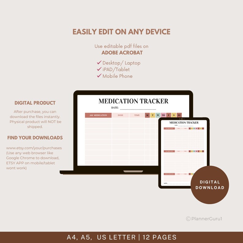 Editable Medication Tracker Printable Easy Medicine Chart Weekly ...