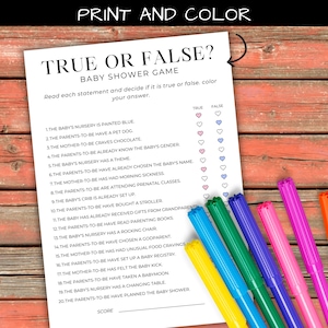 Baby Shower True or False Game, Printable and Editable Template ...