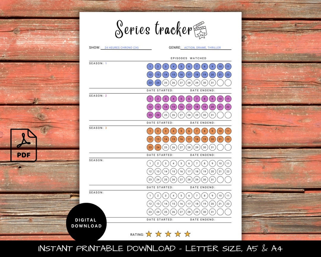 Bullet Journal Series Tracker - Printable Episode Tracker Template - A5 ...