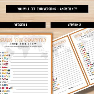 Guess the Country Emoji Pictionary | Printable Party Game | Family Fun ...