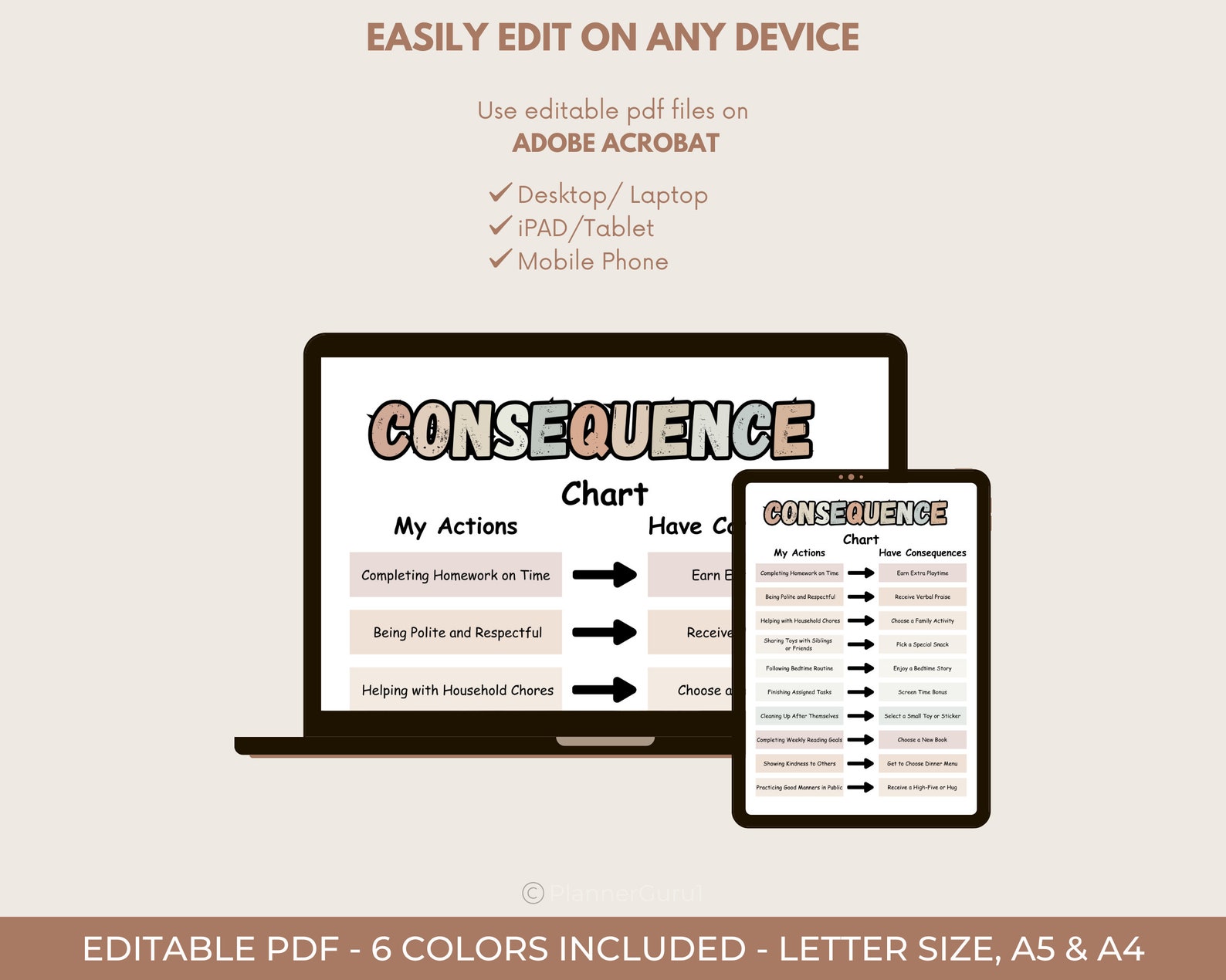 Editable Consequence Chart | My Actions Have Consequences | School ...