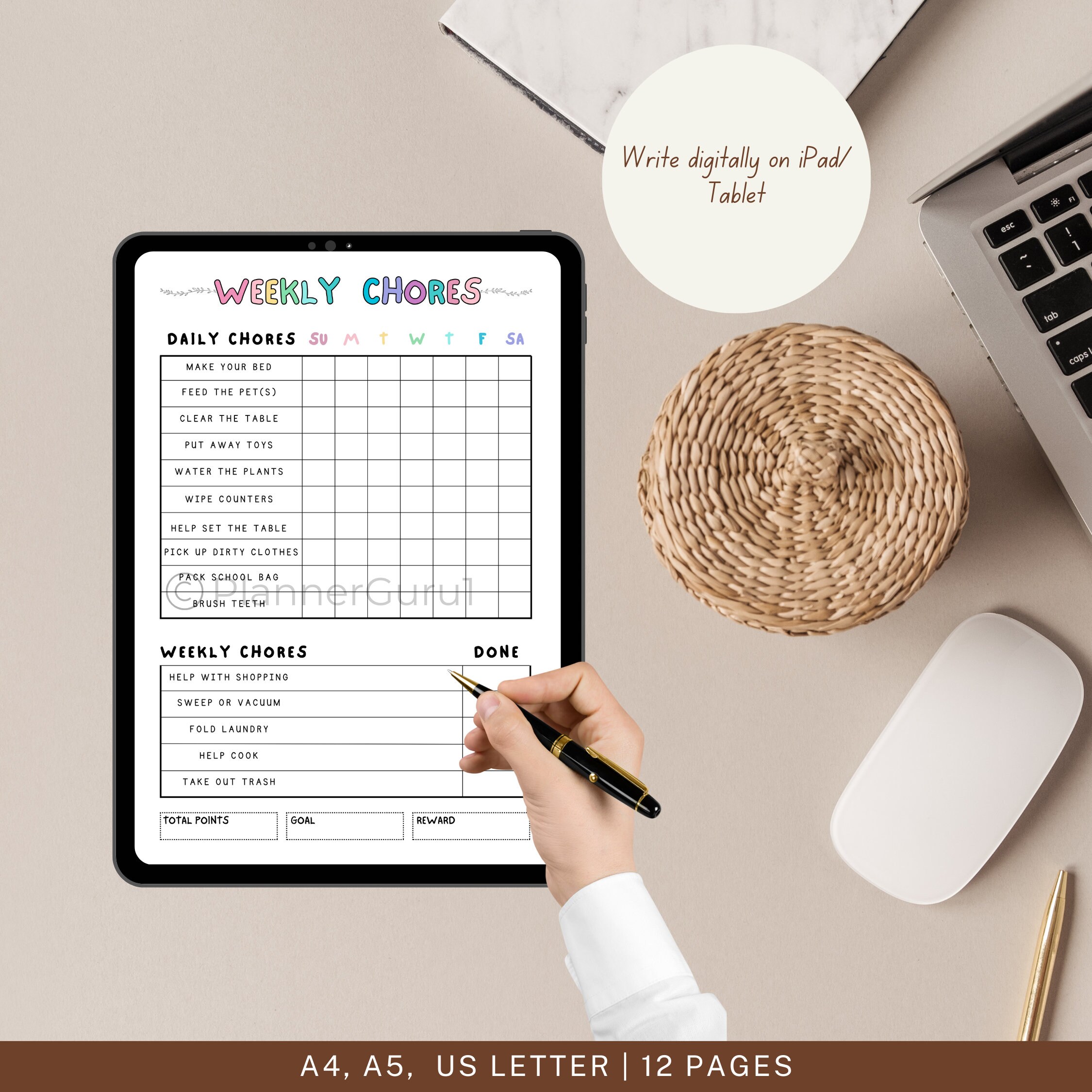 Editable Chore Chart for Kids, Daily & Weekly Chore Chart for Teens ...