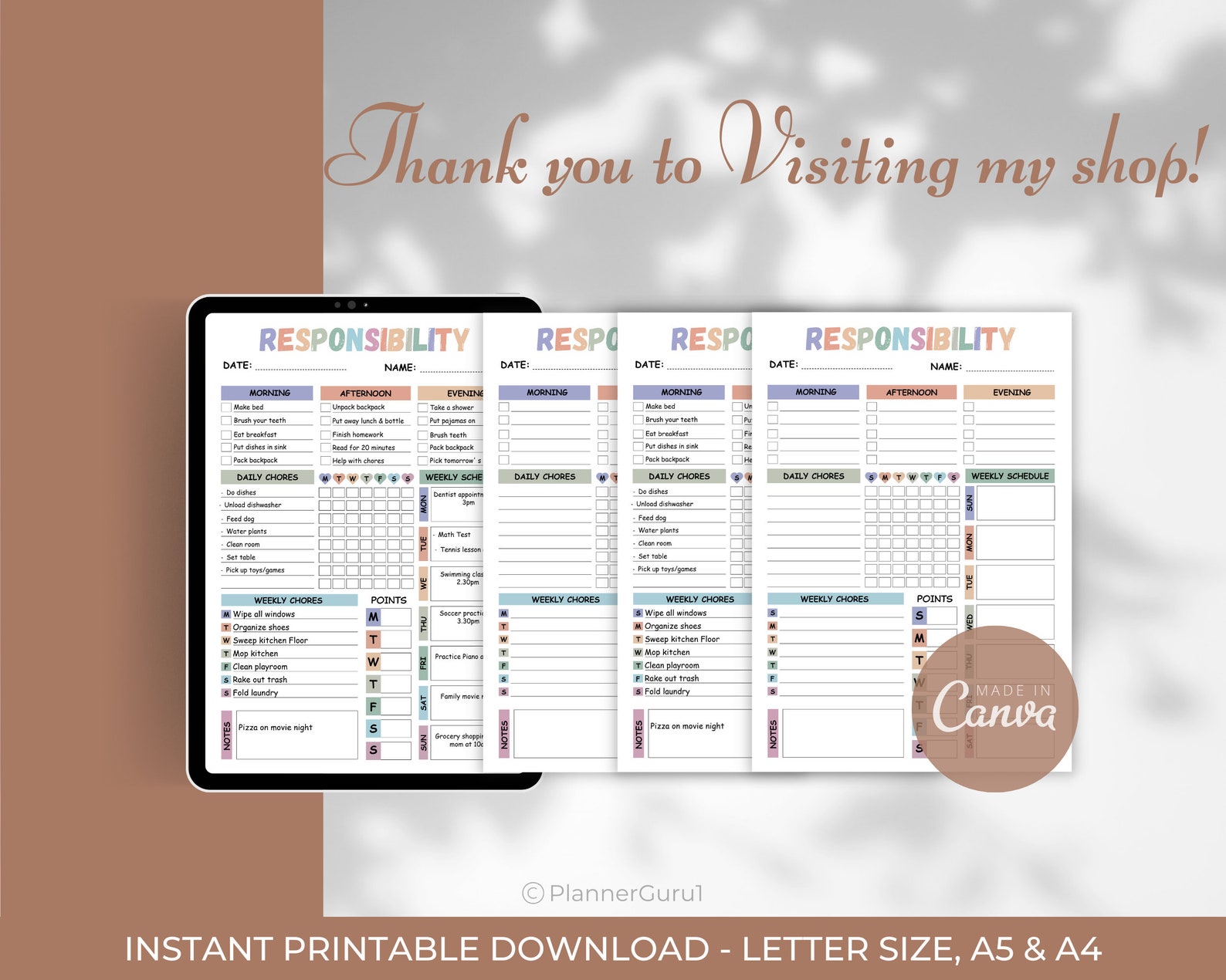 Editable Task Sheets for Kids Printable Daily Weekly Responsibility ...