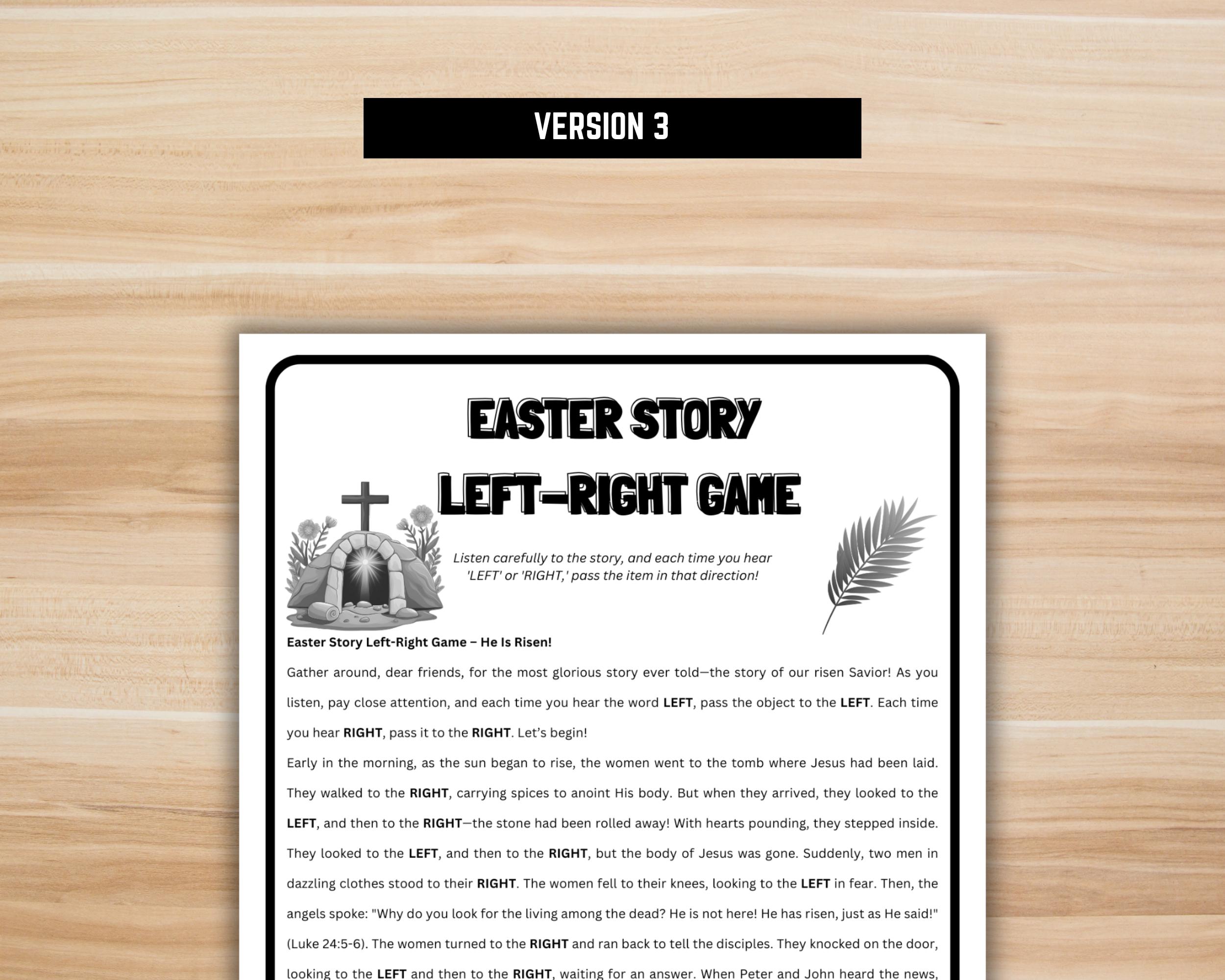 Easter Story Left-right Game – Printable Easter Party Game, Church ...
