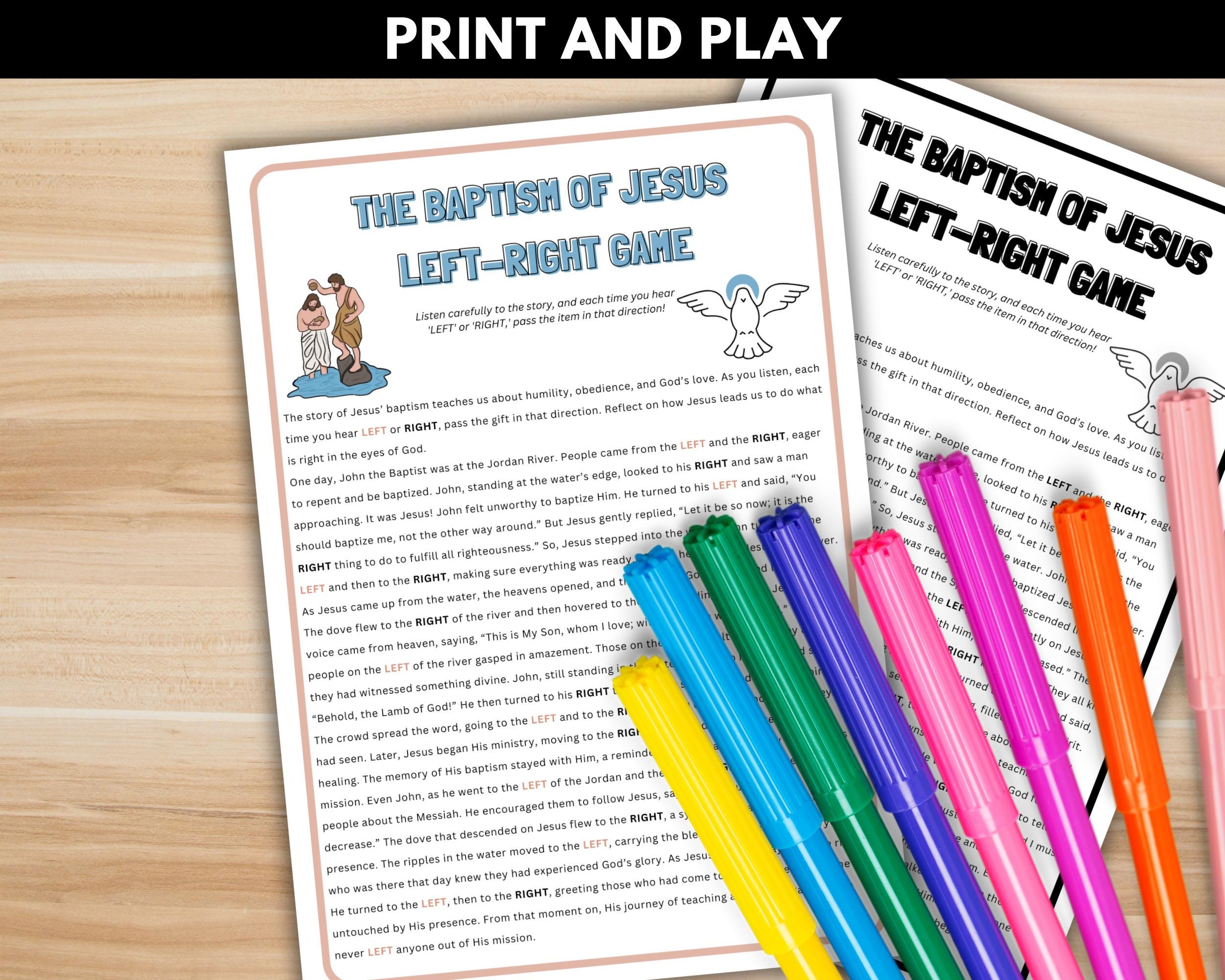 The Baptism of Jesus Left Right Game - Printable Bible Study & Church ...