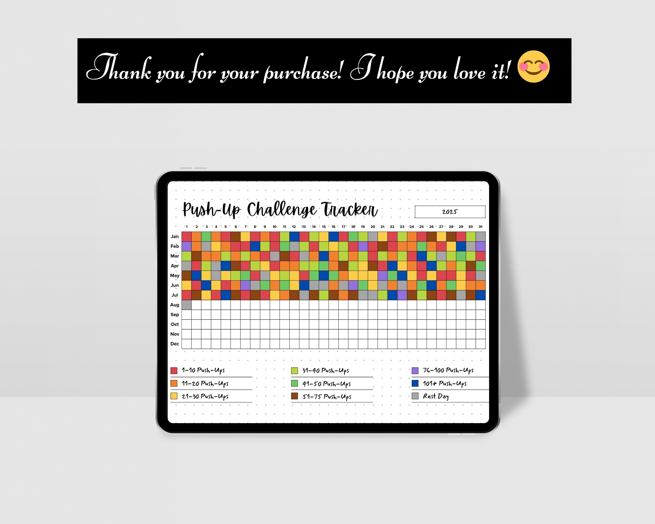 Yearly Push-up Challenge Tracker | Printable Fitness Tracker | Health ...