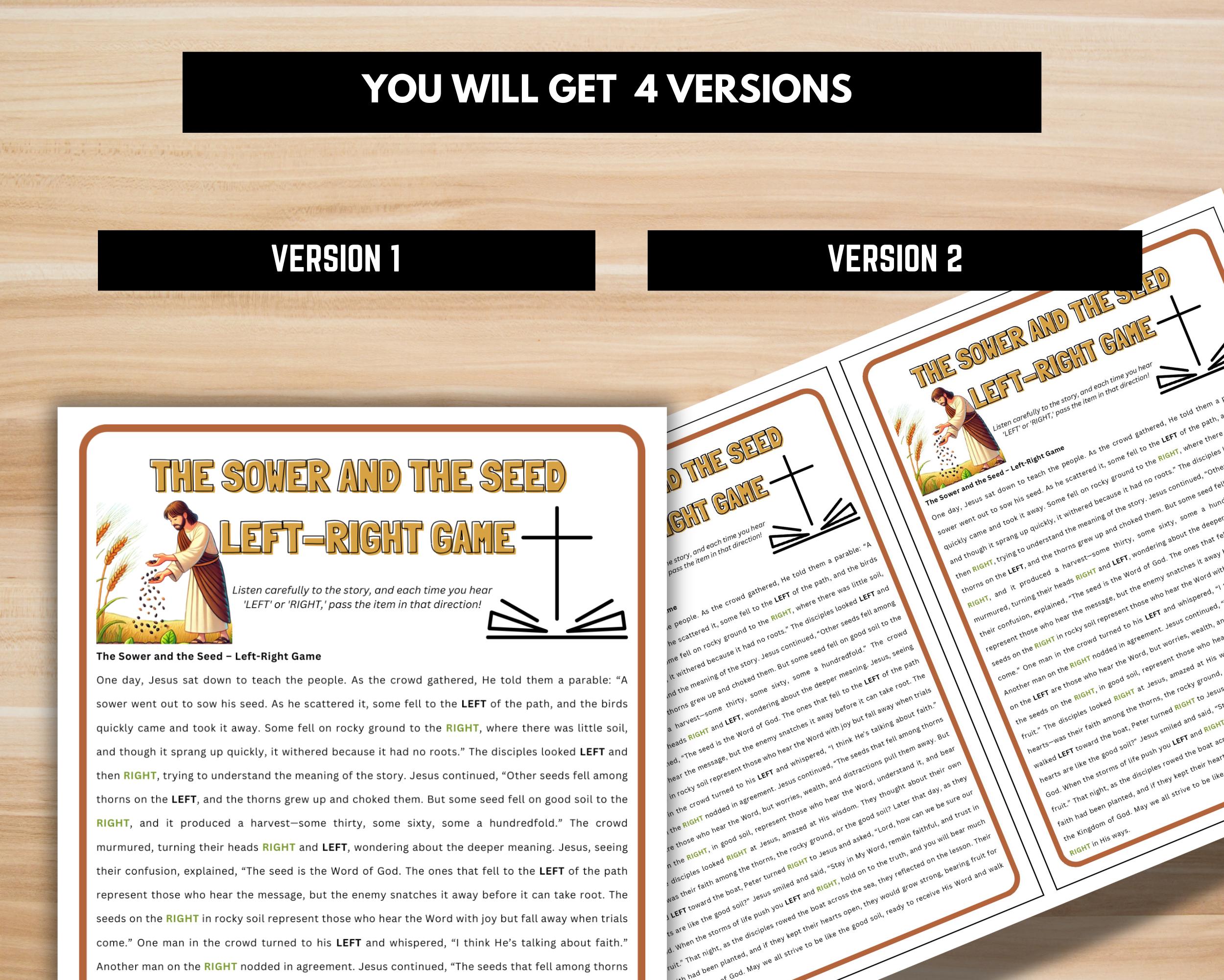 The Sower and the Seed Left Right Game - Printable Bible Party Game ...