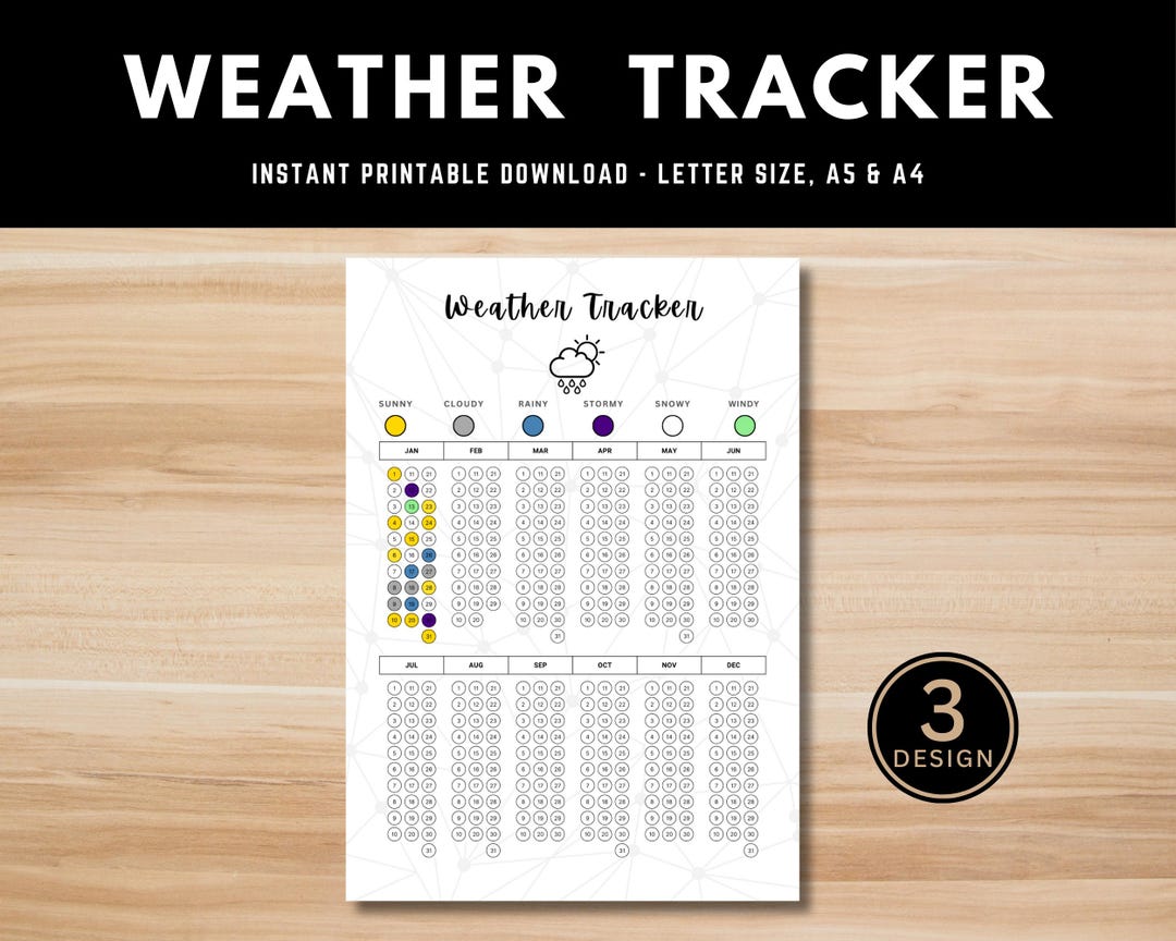 Printable Weather Tracker | Yearly Climate Journal Page | Temperature ...