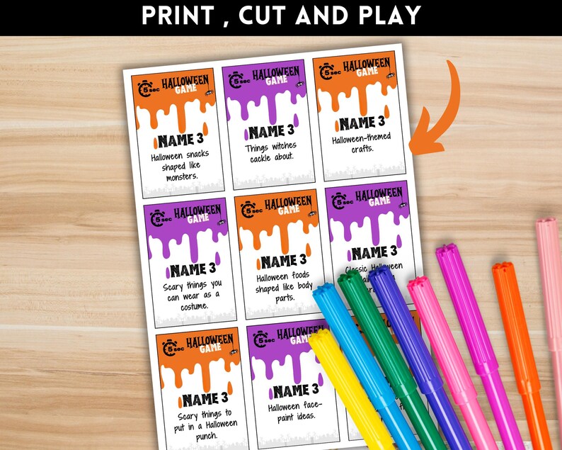 Printable Halloween 5 Second Game, Family-friendly Halloween Party Game ...