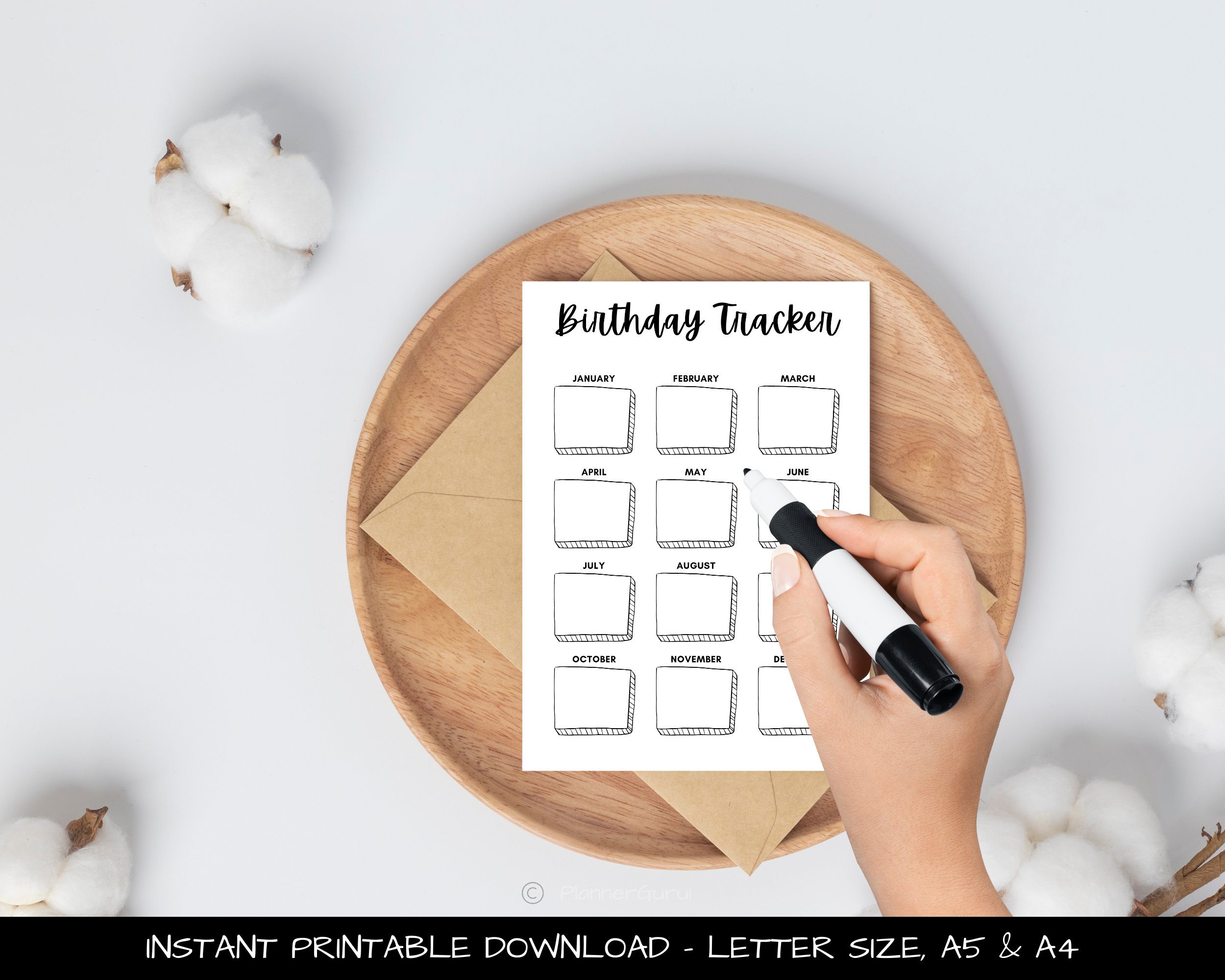 Editable PDF Birthday Tracker - Planner | Printable Birthday Calendar ...
