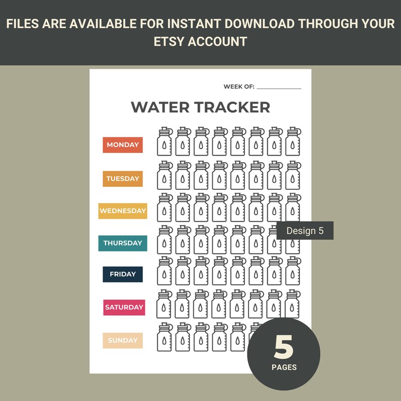 Water Tracker Hydration Reminder Weekly Hydration Tracker - Etsy