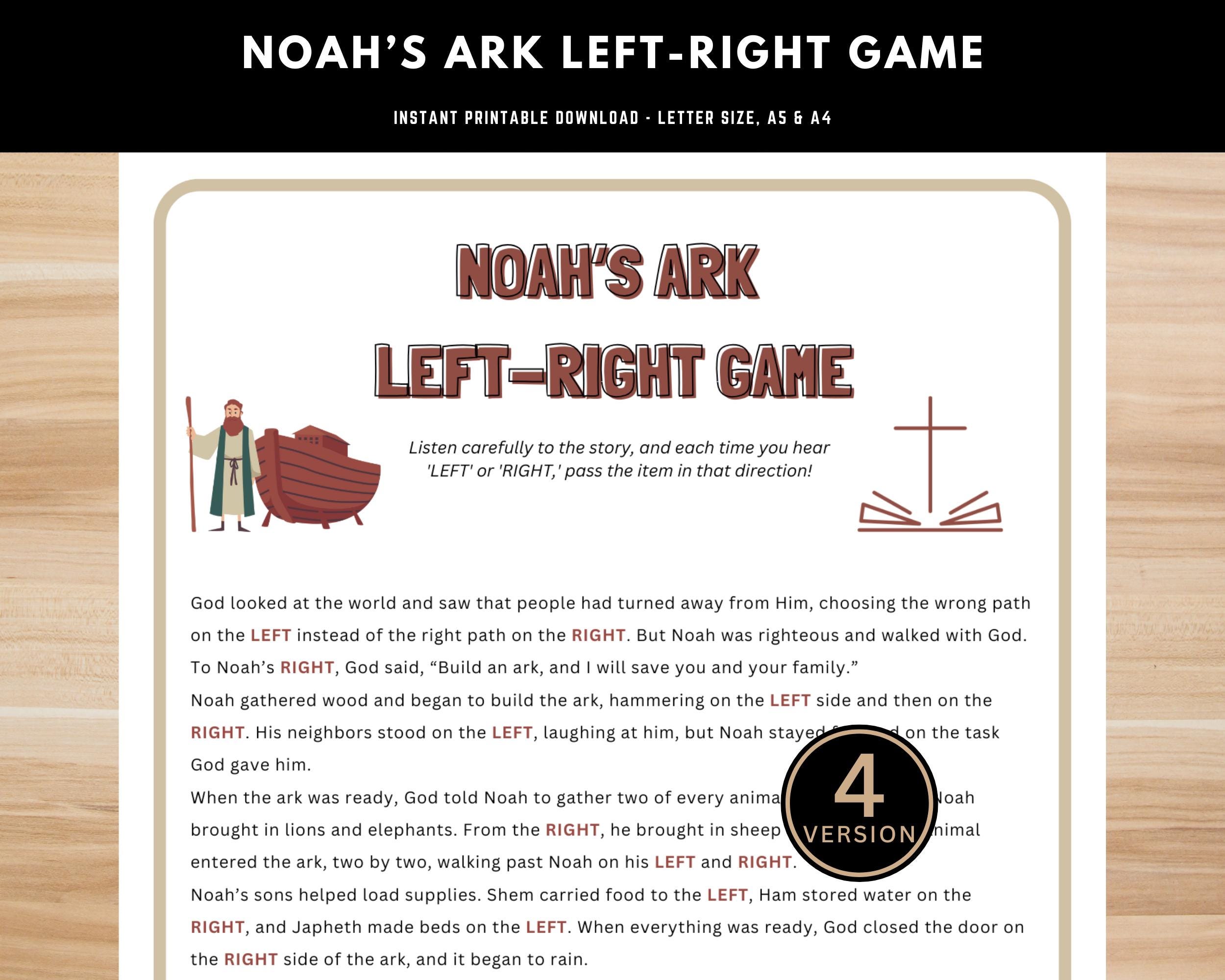 Noah's Ark Game LEFT-RIGHT GAME - Printable Bible Game for Sunday ...