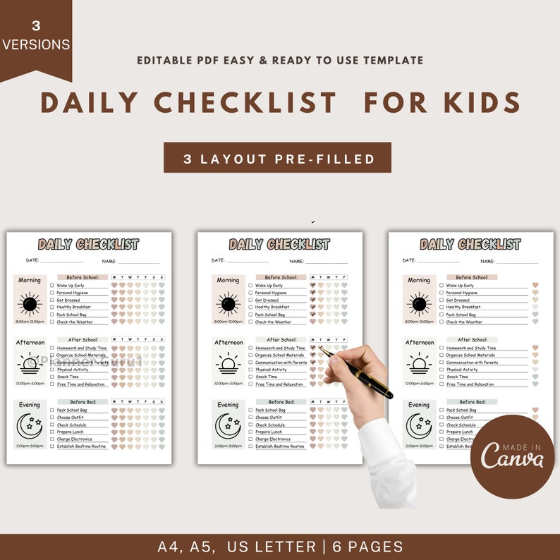 Customizable Daily Routine Chart for Kids | Editable & Printable ...