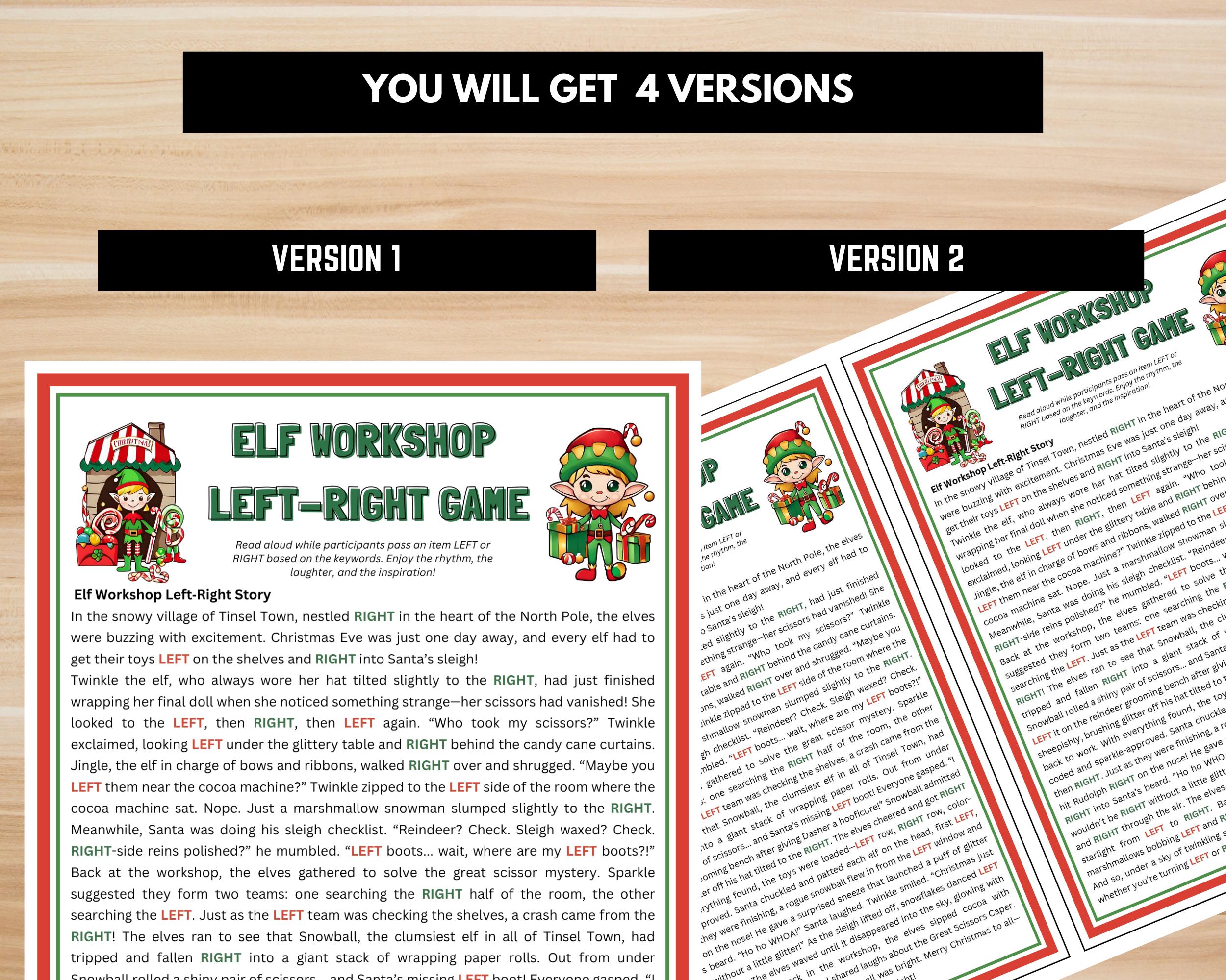 Elf Workshop Left Right Game | Christmas Story Printable | Gift ...