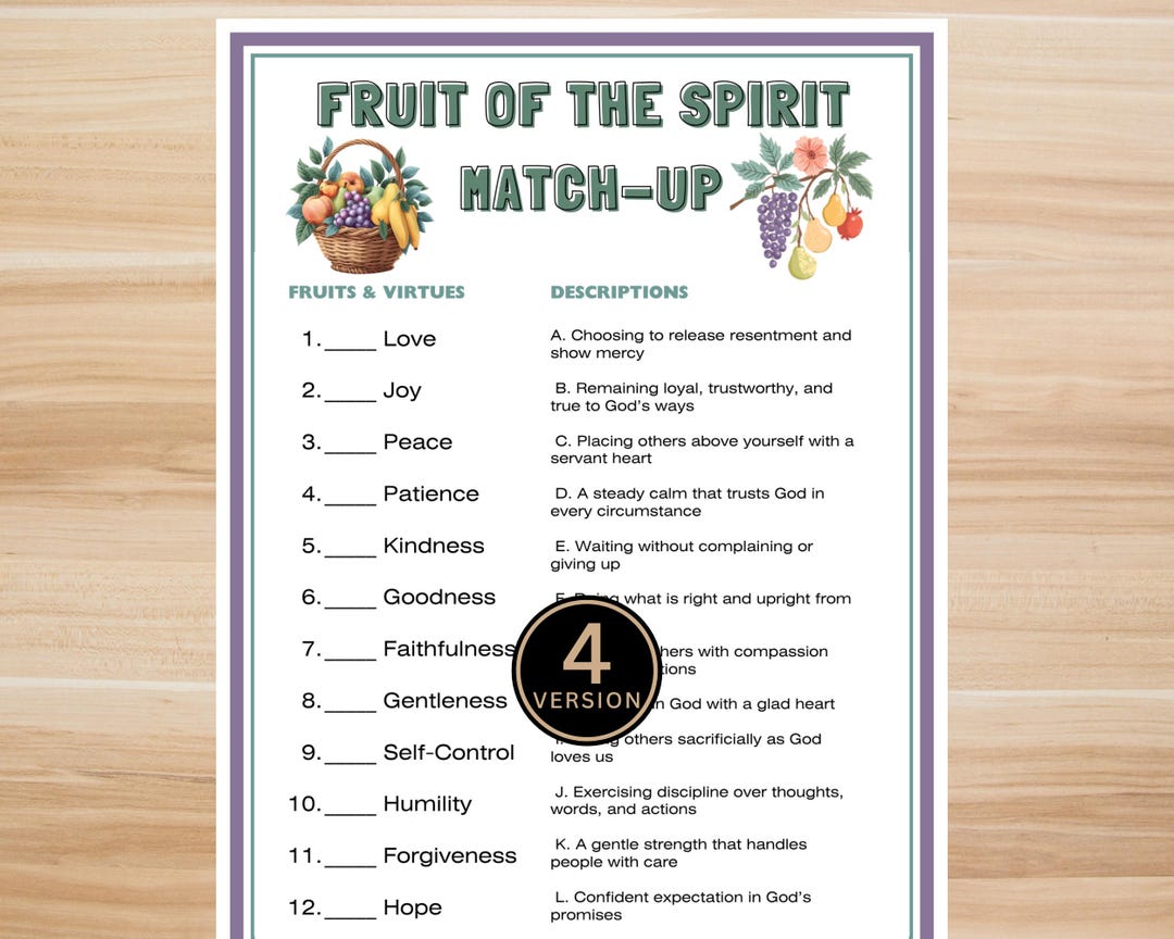 Fruit of the Spirit Match-up Game Printable – Christian Bible Trivia ...