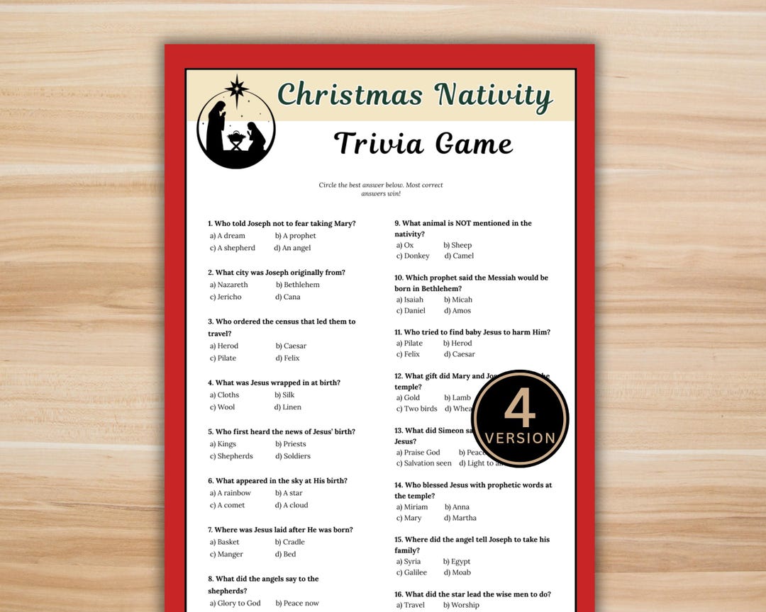 Christmas Nativity Trivia Game | Printable Bible Christmas Game ...