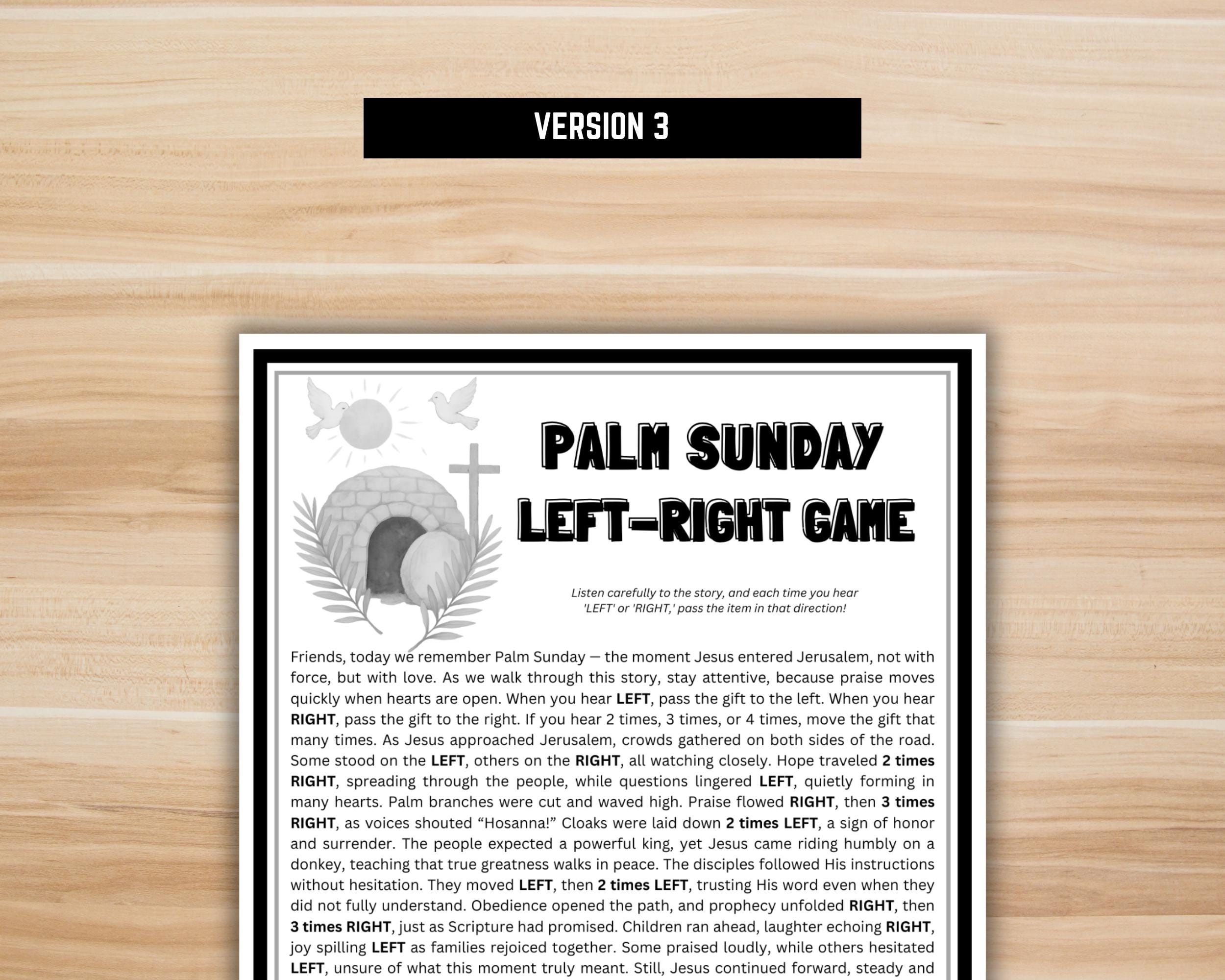 Palm Sunday Left Right Game Printable | Hosanna Easter Church Game ...