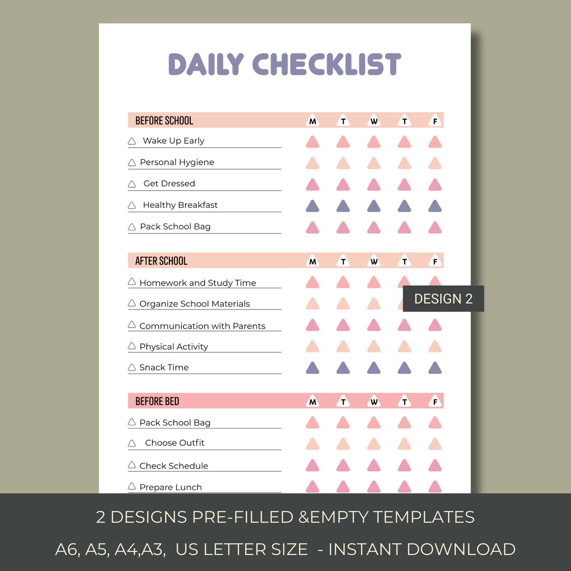 Editable Daily Checklist for Kids Printable Daily Chore - Etsy